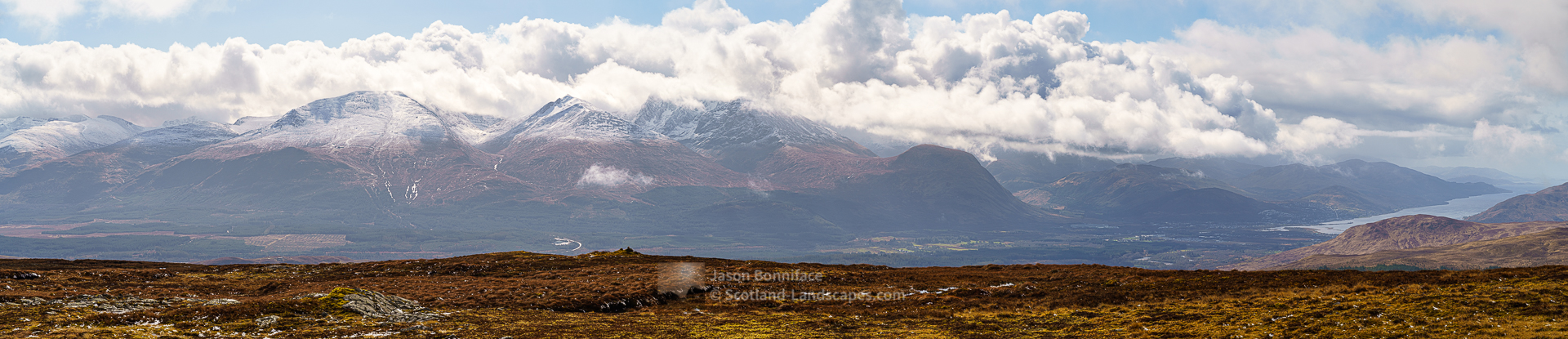 Scotland-Landscapes.com - The Nevis Range – A panorama from Beinn Bhan ...